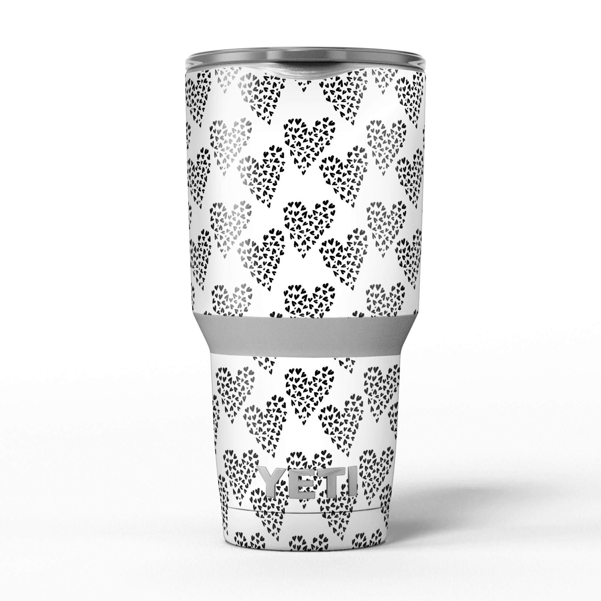 Design Skinz Slate Black Tiny Hearts Within Hearts - Skin Decal Vinyl Wrap Kit Compatible with The Yeti Rambler Cooler Tumbler Cups