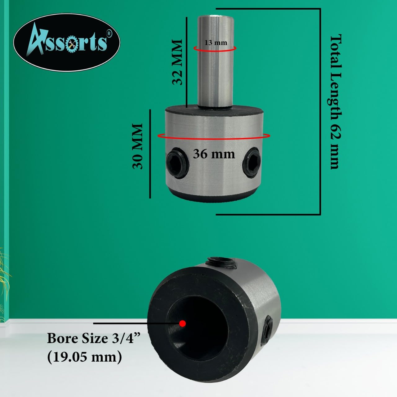 Annular Cutter 1/2" Shank Tool Steel Holder (Hard & Ground) with Lock Screw- Accepts/Suit 19 mm Shank rota broaches