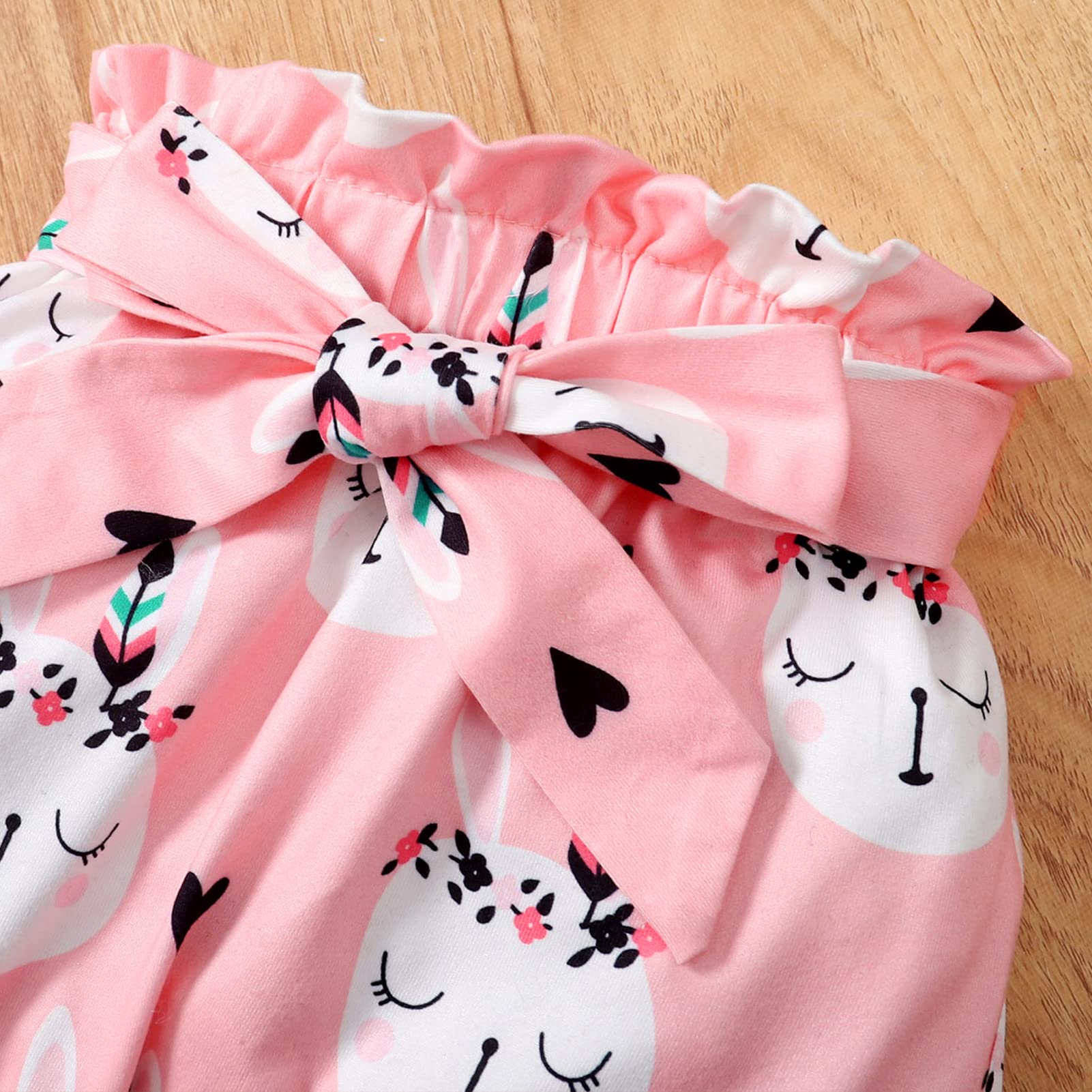 GRNSHTS Baby Girl My First Easter Outfits Infant Letter Print Long Sleeve Romper+Bunny Pants+Headband 3Pcs Clothes (White,6-9M)