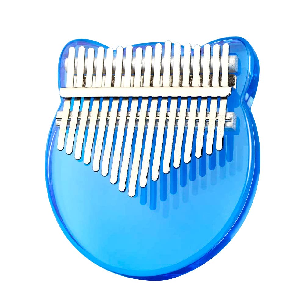 17-Key Kalimba Thumb Piano Portable Crystal Transparent ABS Mbira Keyboard Finger Piano Musical Instrument Performance (Blue)