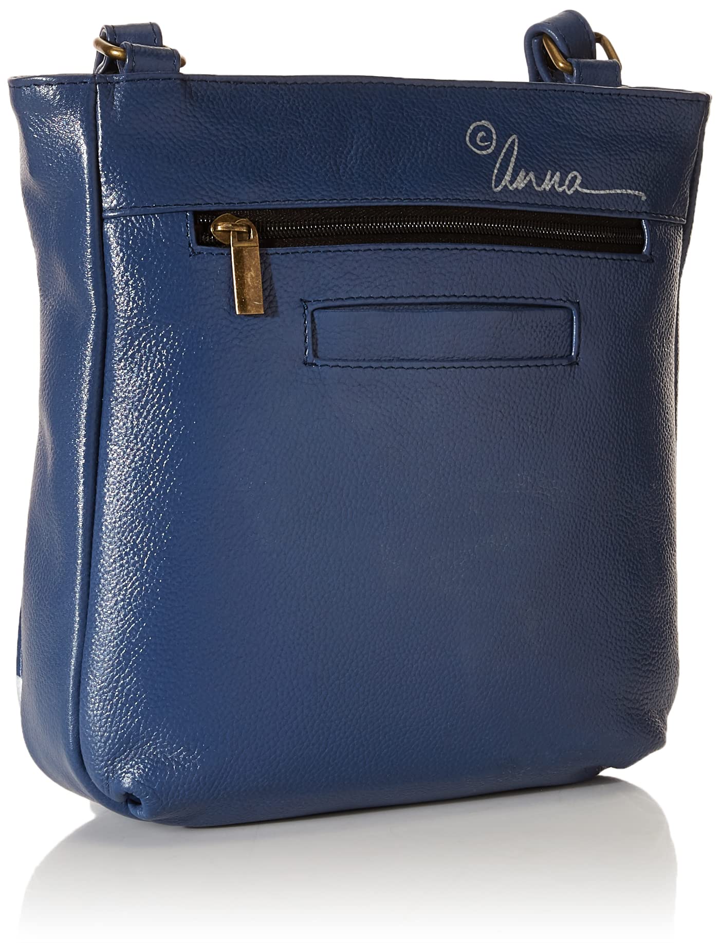 Anna by Anuschka Women's Anuschka Women s Genuine Leather Medium Crossbody Handbag Hand Painted Exterior Romantic Rose Bl, Romantic Rose Blue, One Size US