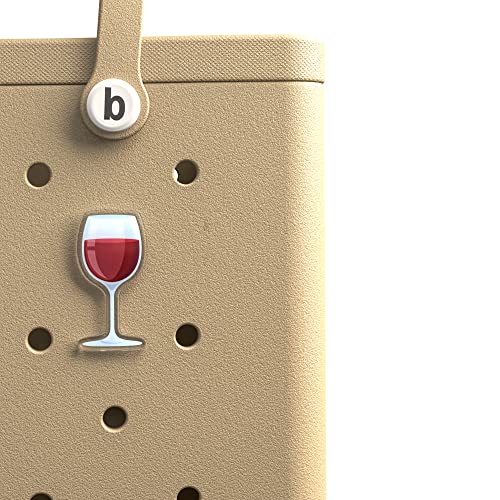 BOGGbeans Red Wine Charm for Bogg Bag, Simply Southern Totes, and Similar Styles. Acrylic 3" Drink Charm Accessories for Beach Totes