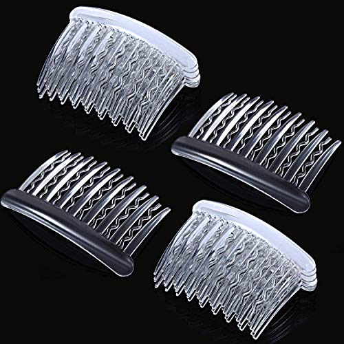 Gejoy 12 Pieces Plastic Teeth Hair Combs Tortoise Side Comb Hair Accessories(Transparent)