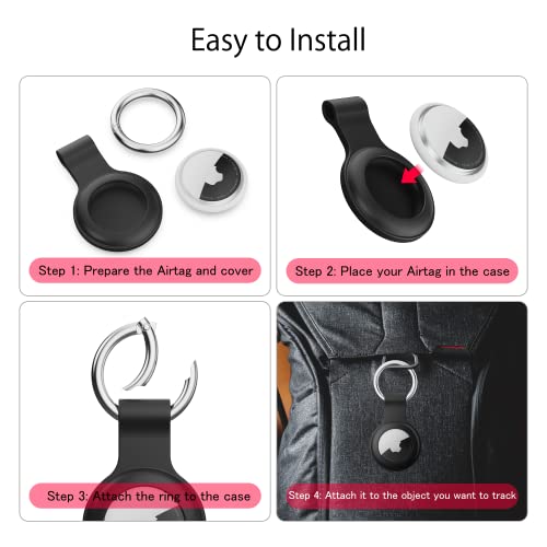 4 Pack Silicone AirTag Holder Case Compatible with Apple Airtag,Include 2pc AirTag Keychain & 2pc AirTag Adhesive Mount丨Lightweight, Anti-Scratch,for Luggage,Keys,Bike,Dog Collar etc