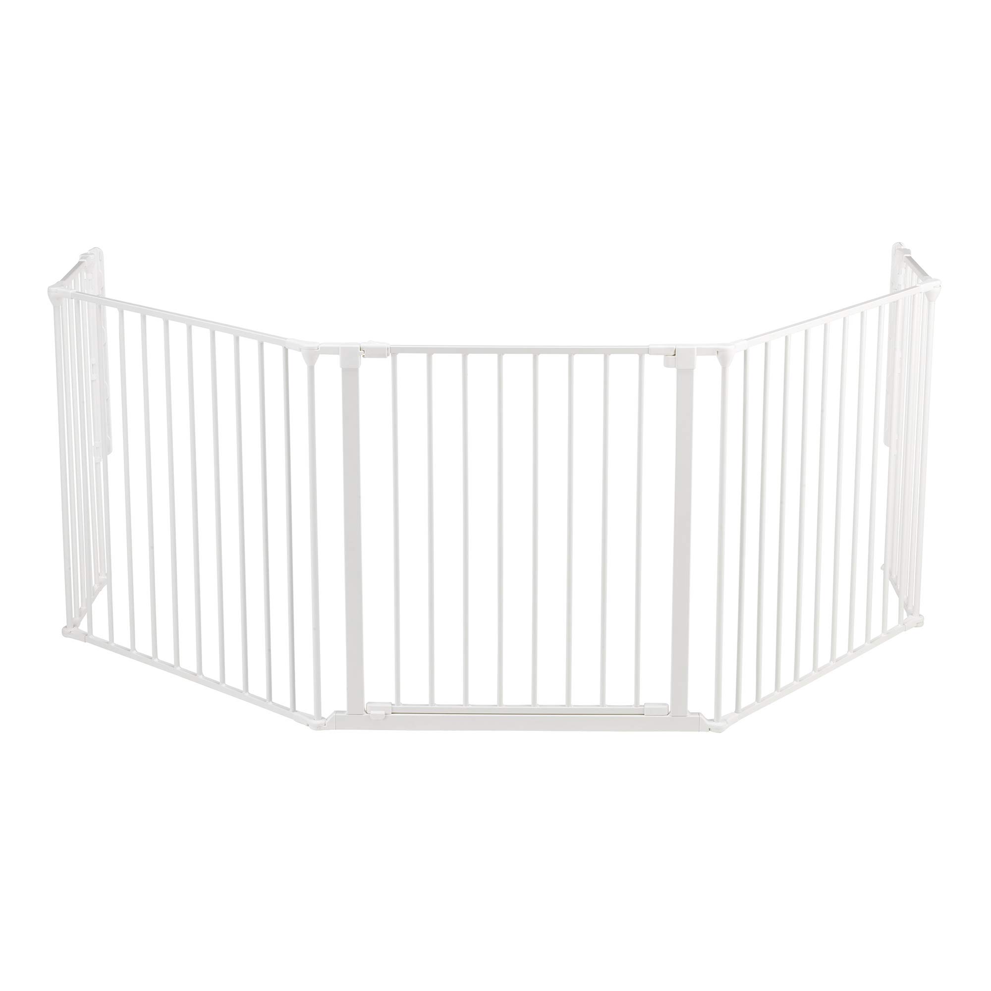 BabyDan Flex Hearth 35.4-109.5 Inch Wide Extra Large Size Safety Baby Gate for Fireplace, Hearths, and Doorways, White