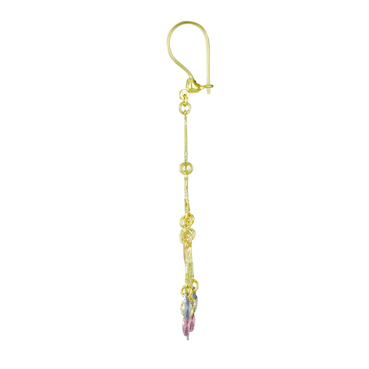 14k REAL Tri Color Gold Fancy Chandelier Dangle Earrings (15 X 53mm)
