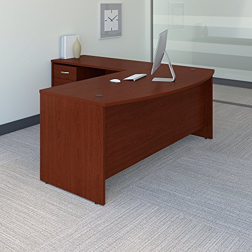 Bush Business Furniture Series C 72W Bow Front L Shaped Desk with 48W Return and Mobile File Cabinet in Mahogany