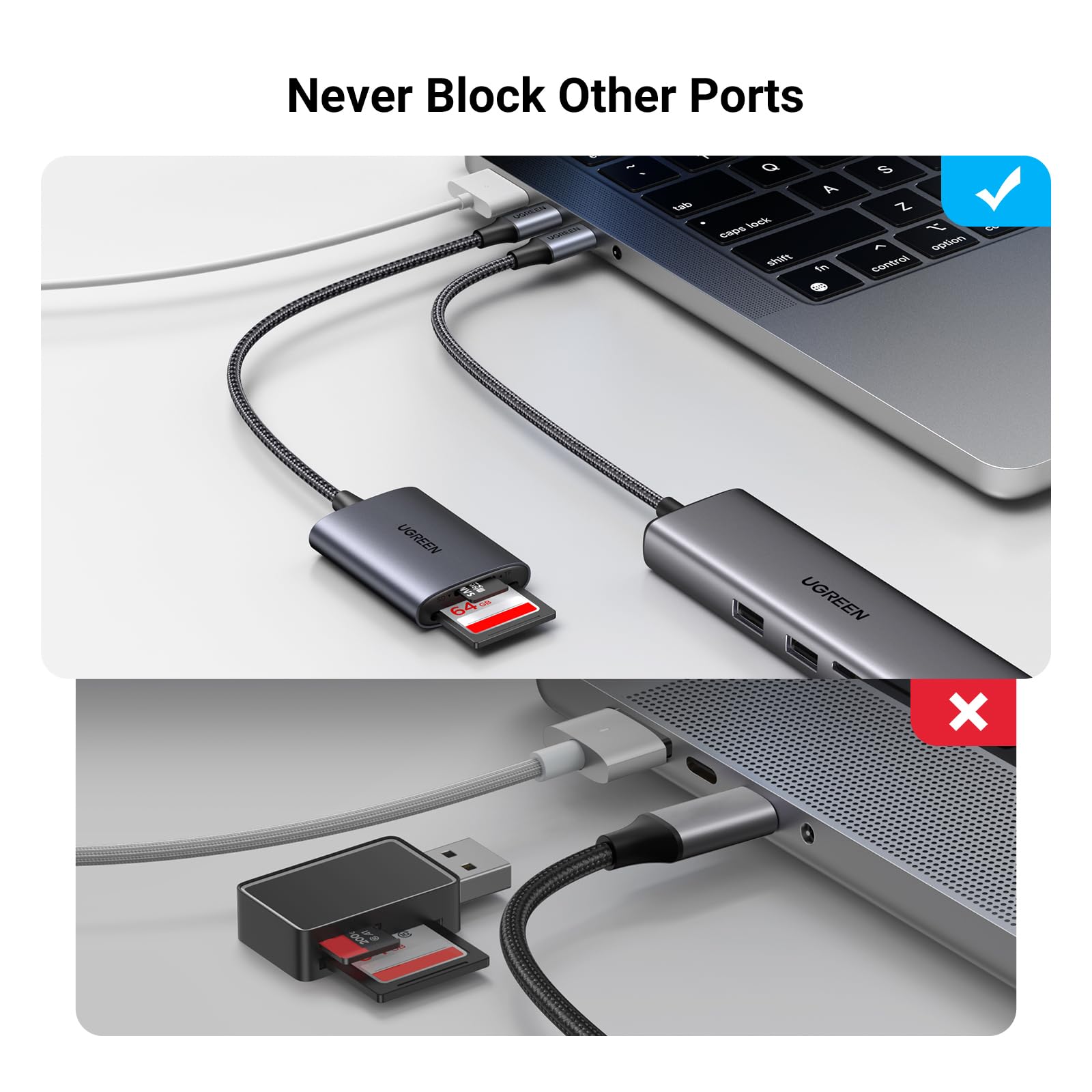 UGREEN USB C SD Card Reader, 2-in-1 Micro SD Memory Card Reader for TF SD Micro SD SDXC SDHC, USB SD Card Reader Type C Compatible with iPhone 16 15, Samsung Galaxy, MacBook, iPad, Trail Game Camera