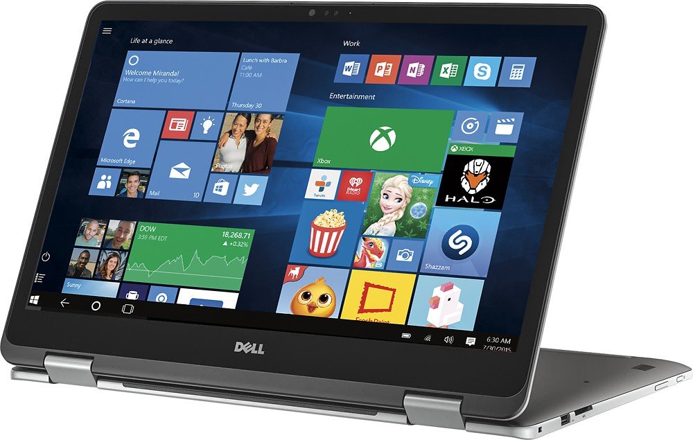Dell 7000 Inspiron 2-in-1 17.3" Touch-Screen FHD IPS Laptop I7779-7045GRY-PUS, Intel Core i7-7500U, 16GB DDR4 RAM, NVIDIA GeForce 940MX 2GB, 512GB SSD, BT, HDMI, Backlit keyboard, Win10