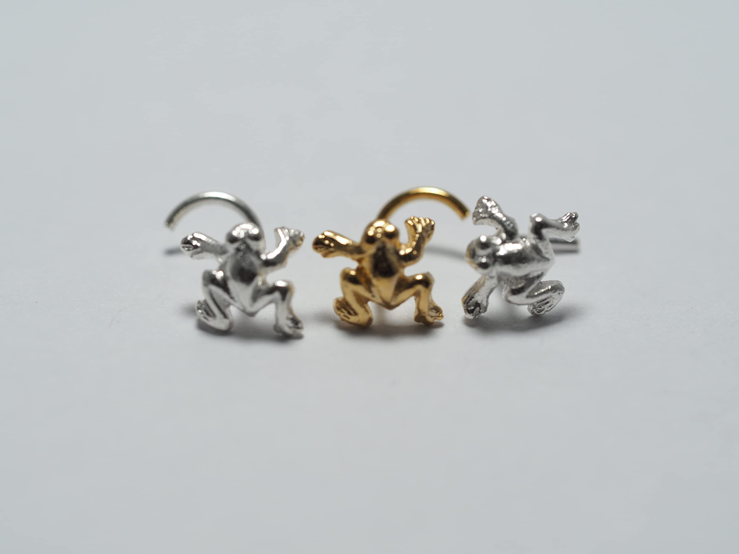18, 20 Gauge sterling silver Frog Earring, nose stud/Jewelry Nose Stud, Silver Nose ring, Nose Piercing, Body Jewelry (18 gauge/silver L bend)