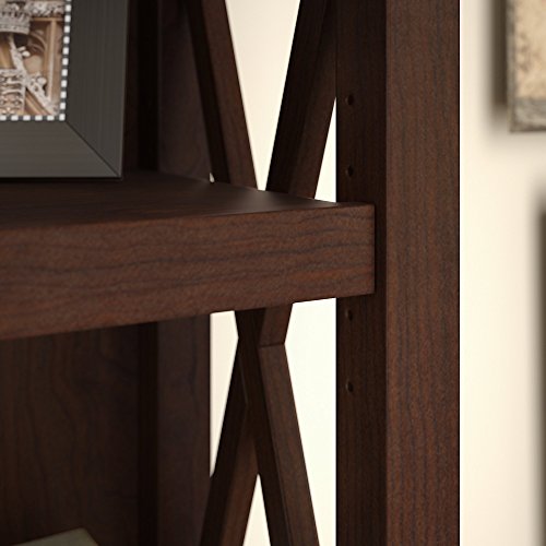 Bush Furniture Key West Shelf | Open Bookcase | Farmhouse Display Library, Bedroom, Living Room, Office | Tall Accent Cabinet, Bing Cherry
