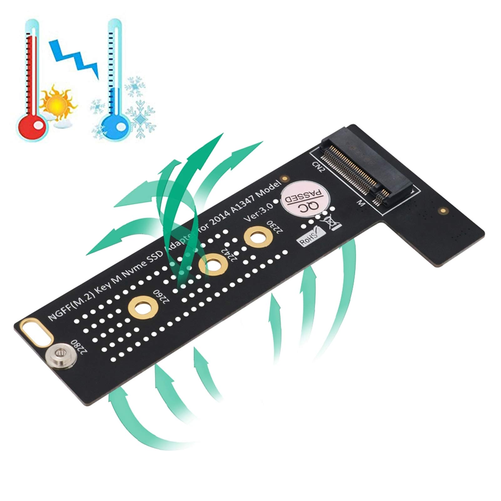 M.2 NGFF MKey NVME SSD Converter Card Adapter Module for OS Mini A1347 Model 2014, M.2 NGFF MKey NVME SSD Adapter Support Easy Installation