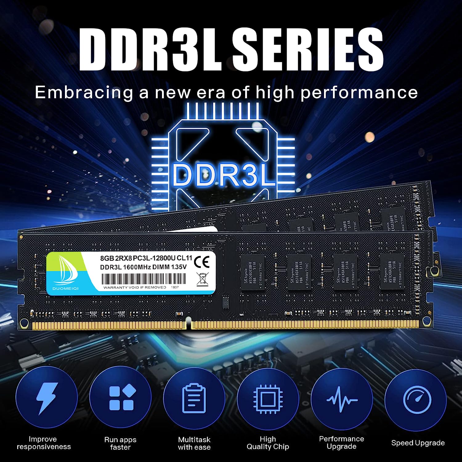 32GB(4X 8GB) DDR3L/DDR3 1600MHz Desktop RAM 32GB PC3L-12800U DIMM RAM PC3 12800 CL11 1.35V/1.5V DDR3-1600 2RX8 240-Pin Unbuffered Non-ECC Upgrade Module Ram Desktop Memory RAM