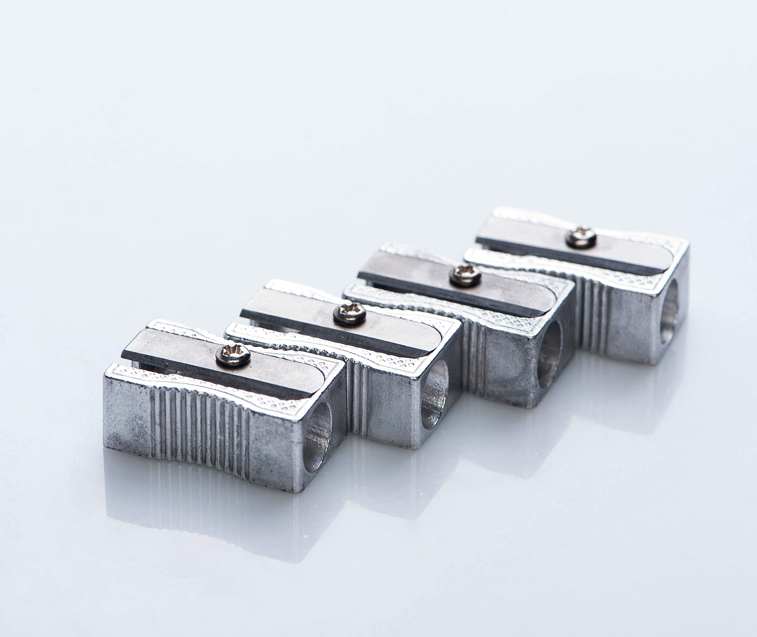 24 Super Pack BNC Metal Rectangular Silver Pencil Sharpeners Pack of 24
