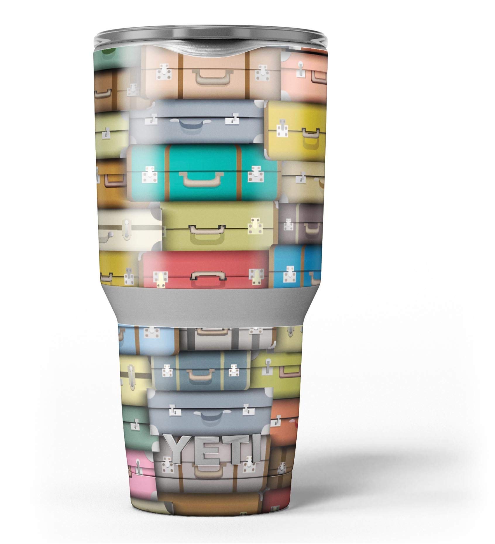 Design Skinz Multicolored Traveling Suitcases - Skin Decal Vinyl Wrap Kit Compatible with The Yeti Rambler Cooler Tumbler Cups