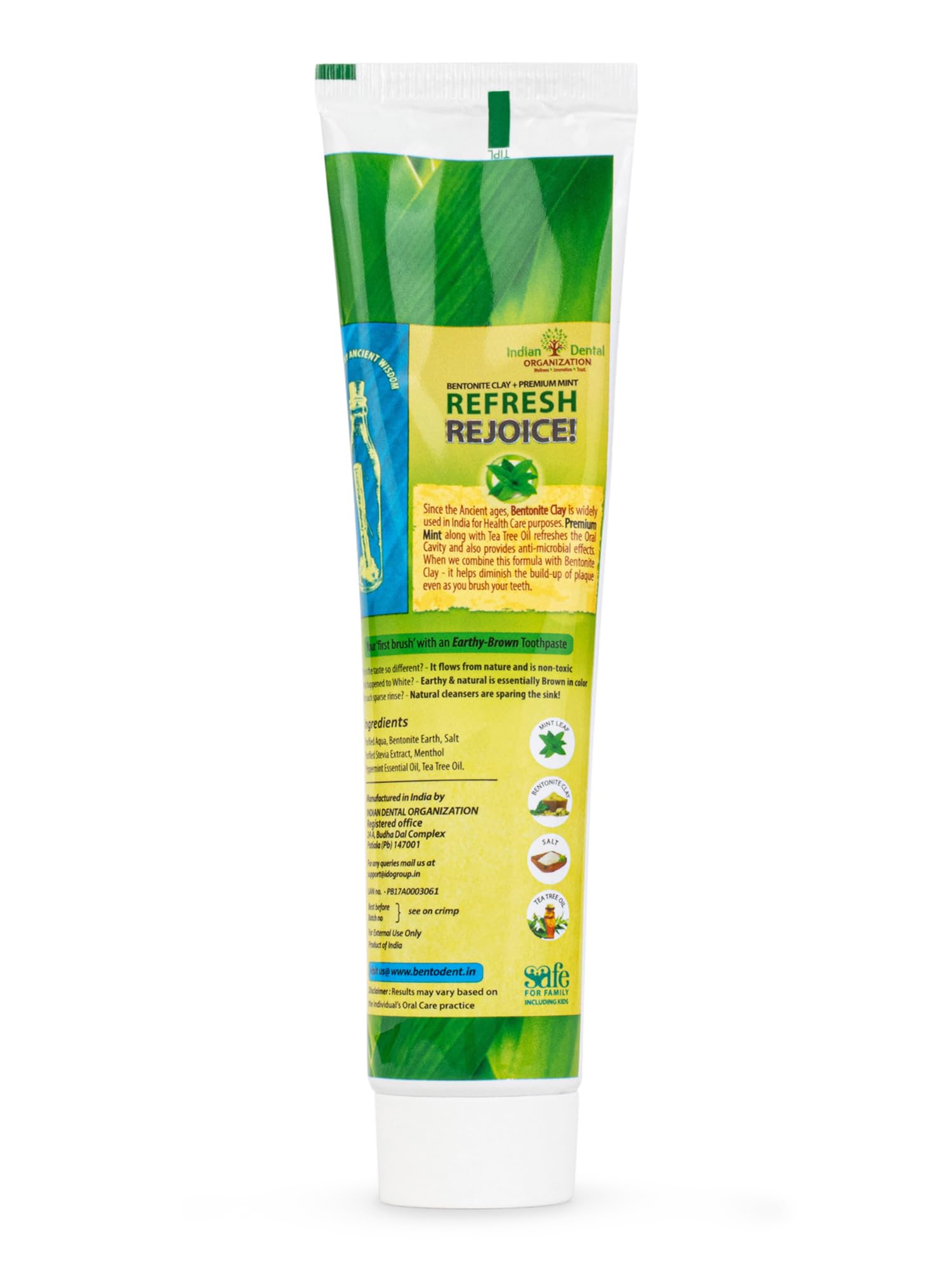 Bentodent Remineralizing Fluoride Free Toothpaste, Organic & Natural with Calcium Bentonite Clay, SLS Free, Whitening for Sensitive Teeth, Vegan (Premium Mint Combo)