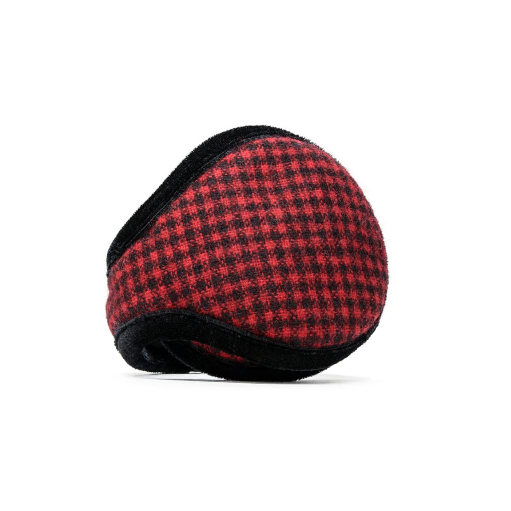 180s Women's American Wool Behind-the-Head Winter Ear Warmers | Premium Adjustable & Foldable Earmuffs (Merino - Black, Merino Wool)
