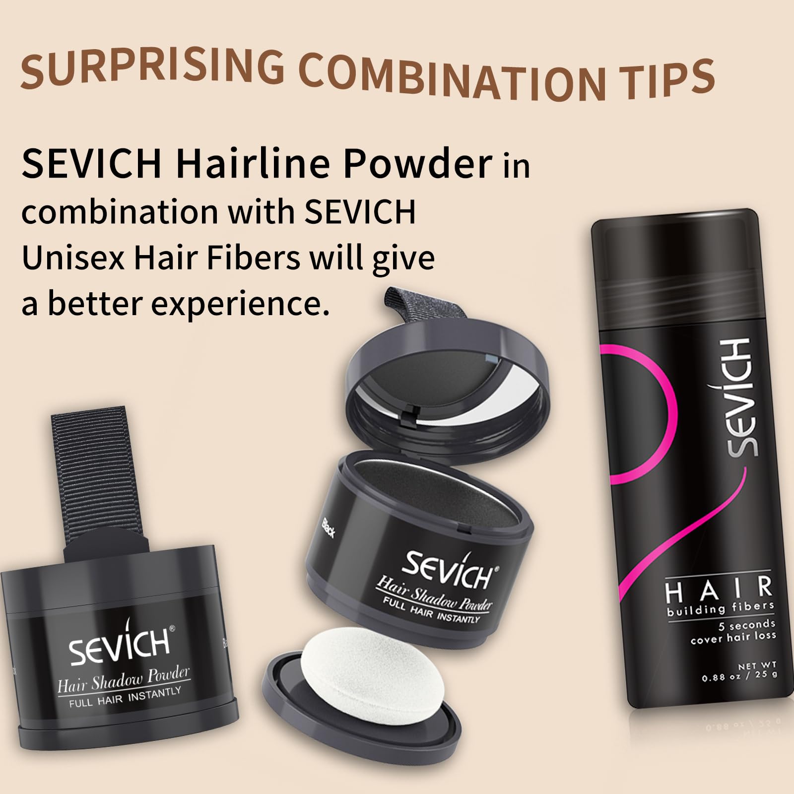 SEVICH Hairline Powder - Instantly Cover Grey Hair and Thinning Hairline, Eyebrows & Beard Line Touch Up, Windproof & Sweatproof, Auburn