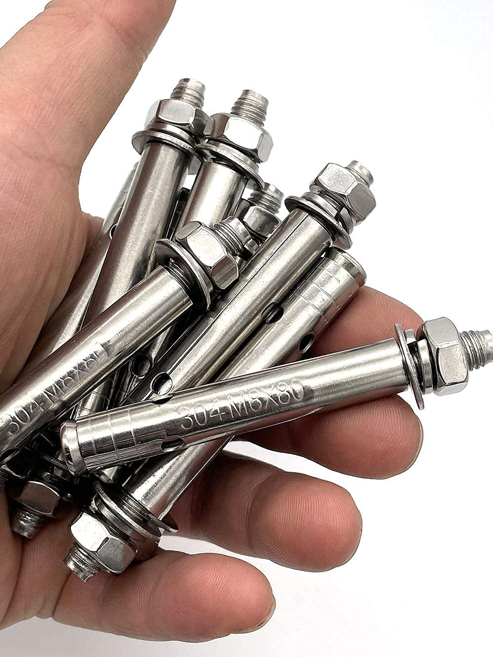 M8 x 80mm 304 Stainless Steel Expansion Bolt 10-Pack External Hex Expansion Screw Bolt(10 pcs)