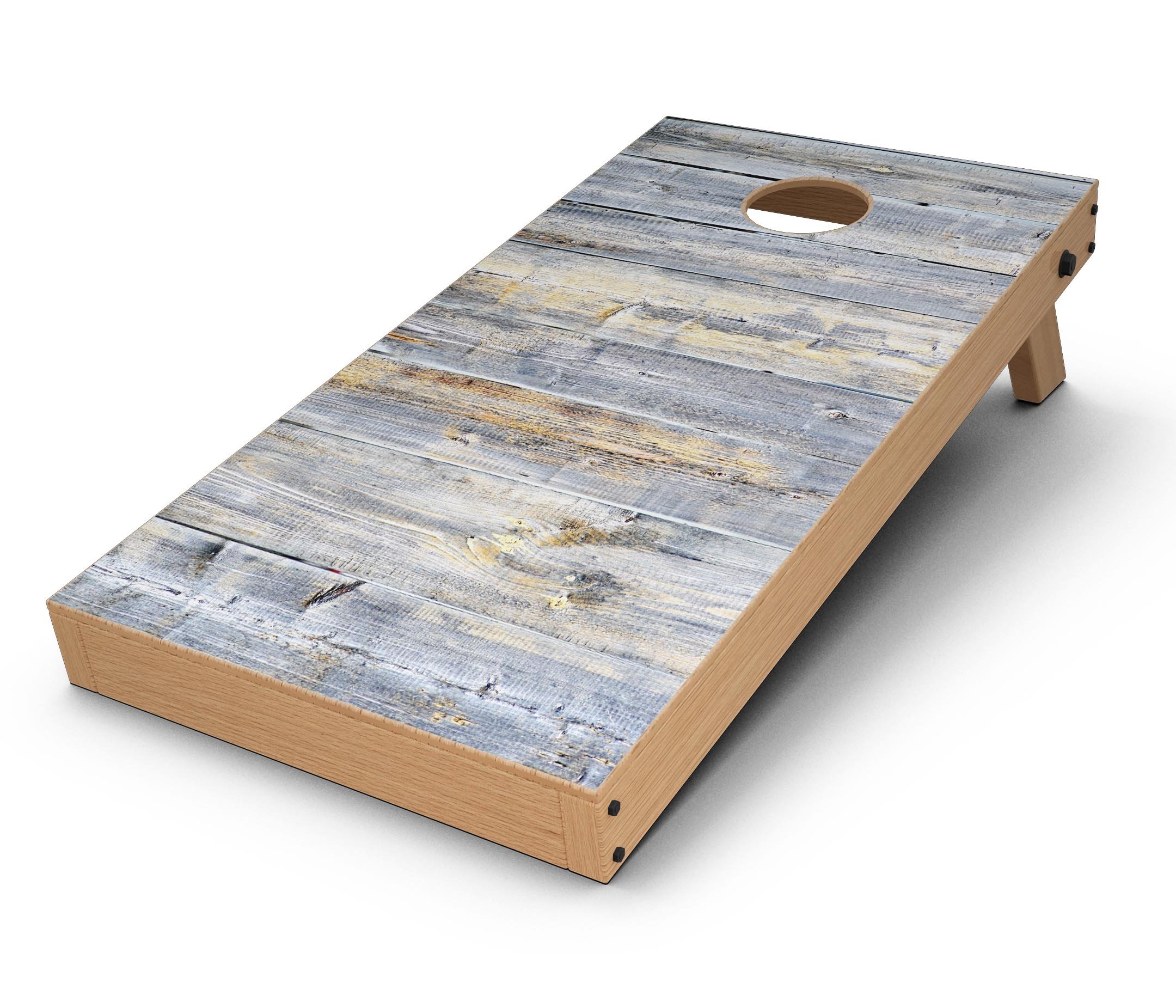 Design Skinz Wood Skin Set for Cornhole (Skin Only) - Vintage Wooden Planks with Yellow Paint