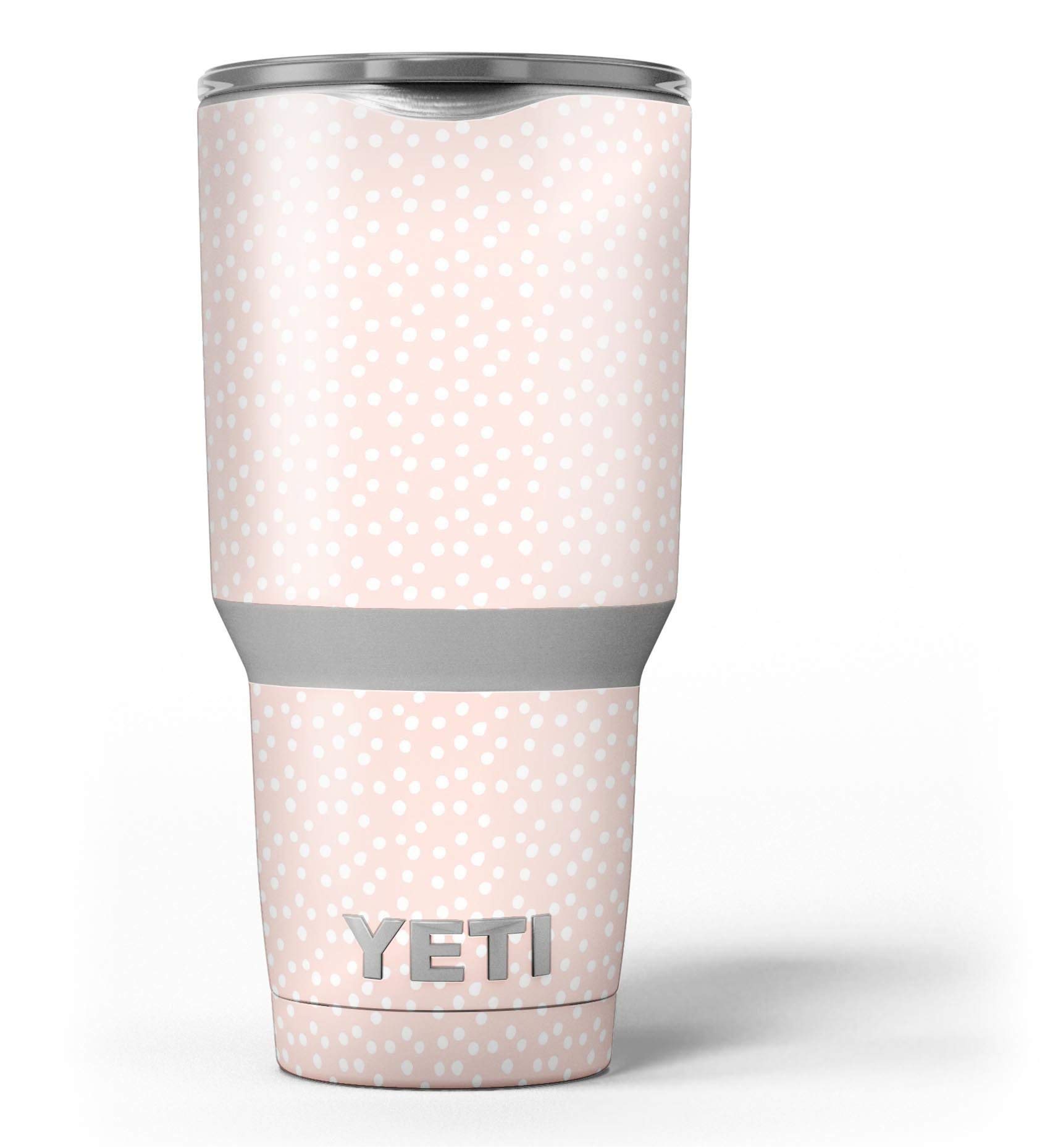 Design Skinz The Coral and White Micro Polka Dots - Skin Decal Vinyl Wrap Kit Compatible with The Yeti Rambler Cooler Tumbler Cups
