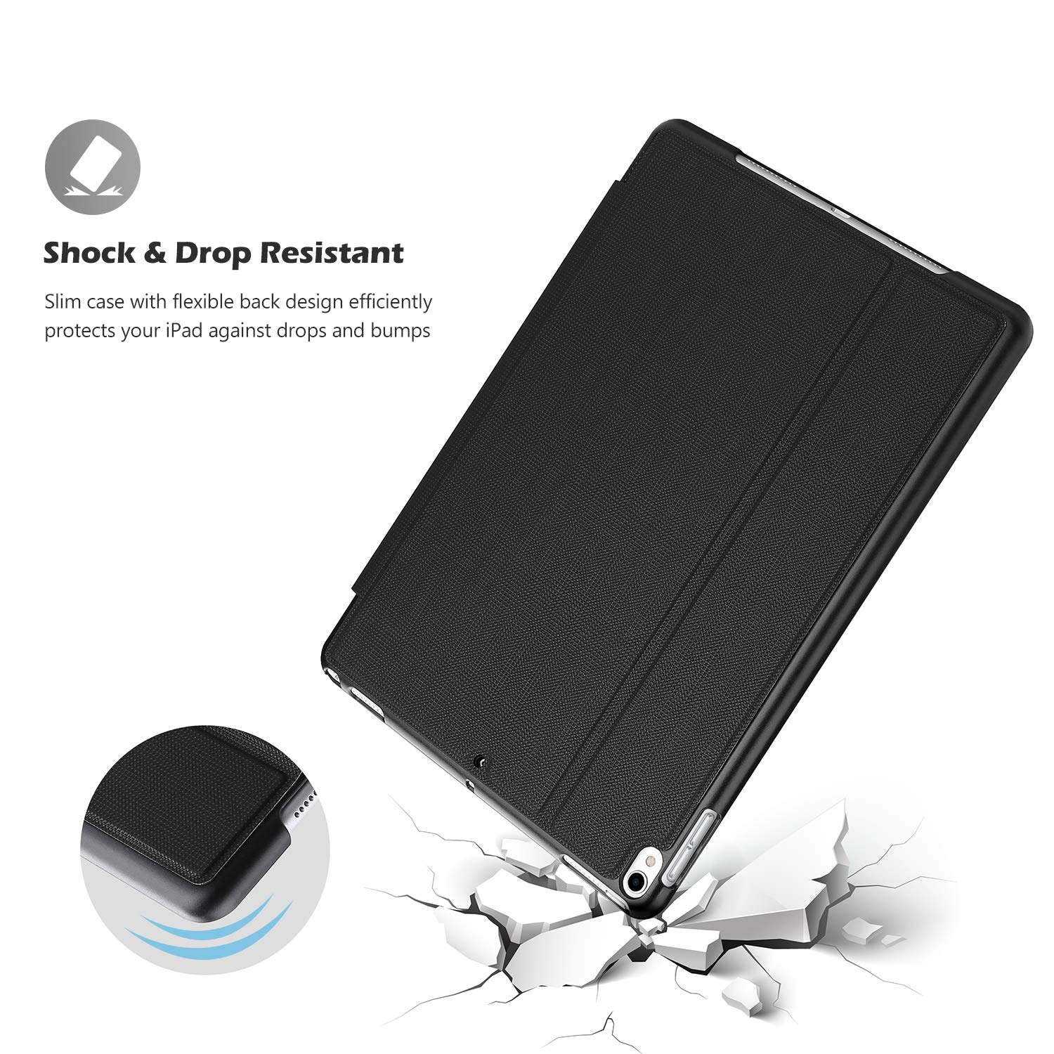 ProCase Cover for iPad Air 3 10.5" 2019 / iPad Pro 10.5 2017 Case, Slim Stand Protective Folio Case Smart Cover for iPad Air 10.5" (3rd Gen) 2019 / iPad Pro 10.5" 2017-Black