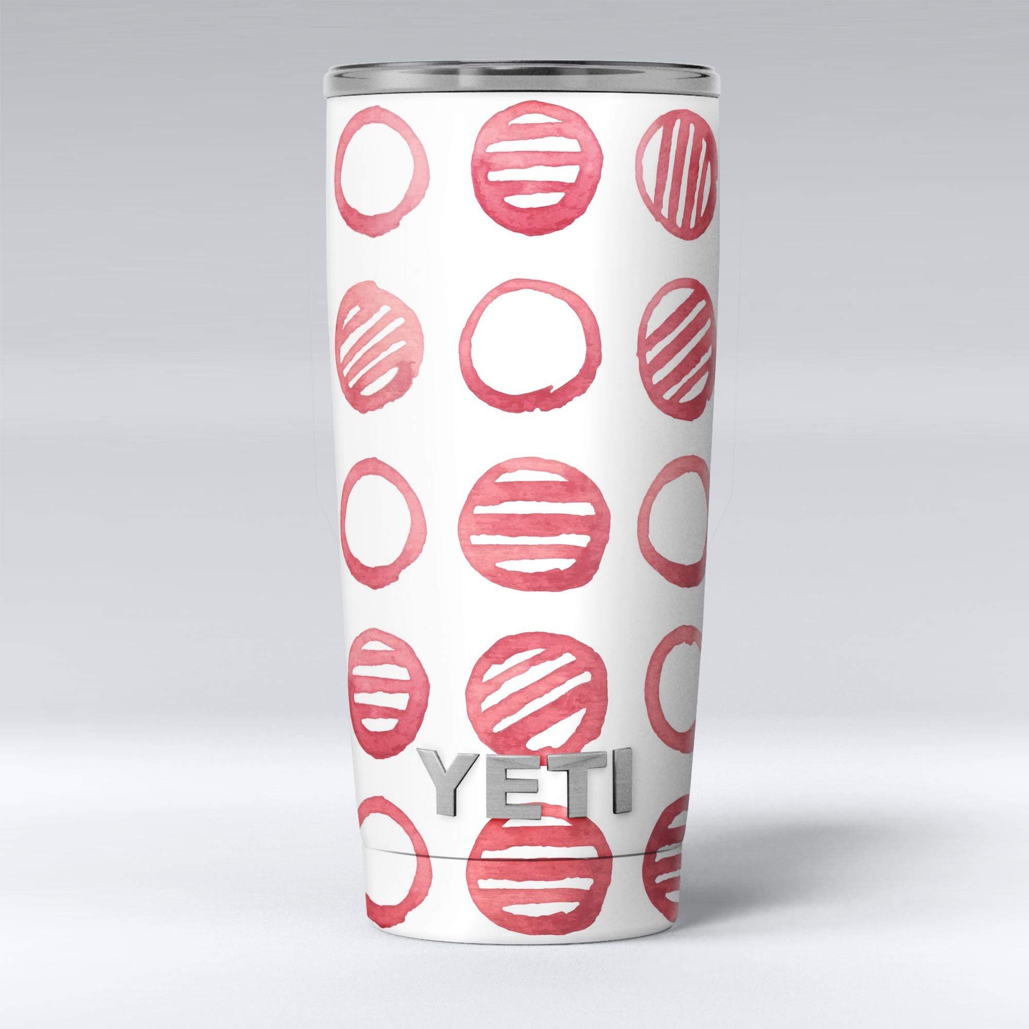 Design Skinz Red Striped Polka Dots - Skin Decal Vinyl Wrap Kit Compatible with The Yeti Rambler Cooler Tumbler Cups