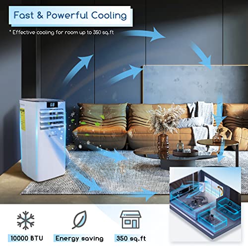 Aigostar Portable Air Conditioners, 10000 BTU(6500 BTU SACC)Smart 4-in-1 Dehumidifier, Fan, AC Unit, WIFI App & Remote Control, Compatible with Alexa & Google Assistant, 24H Timer, Window Kit, White