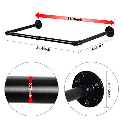 LIANTRAL Clothing Racks for Hanging Clothes, 32.6" Garment Rack, Set of 2 Industrial Pipe Clothing Rack, Closet Rod for Closet Storage, Laundry Room