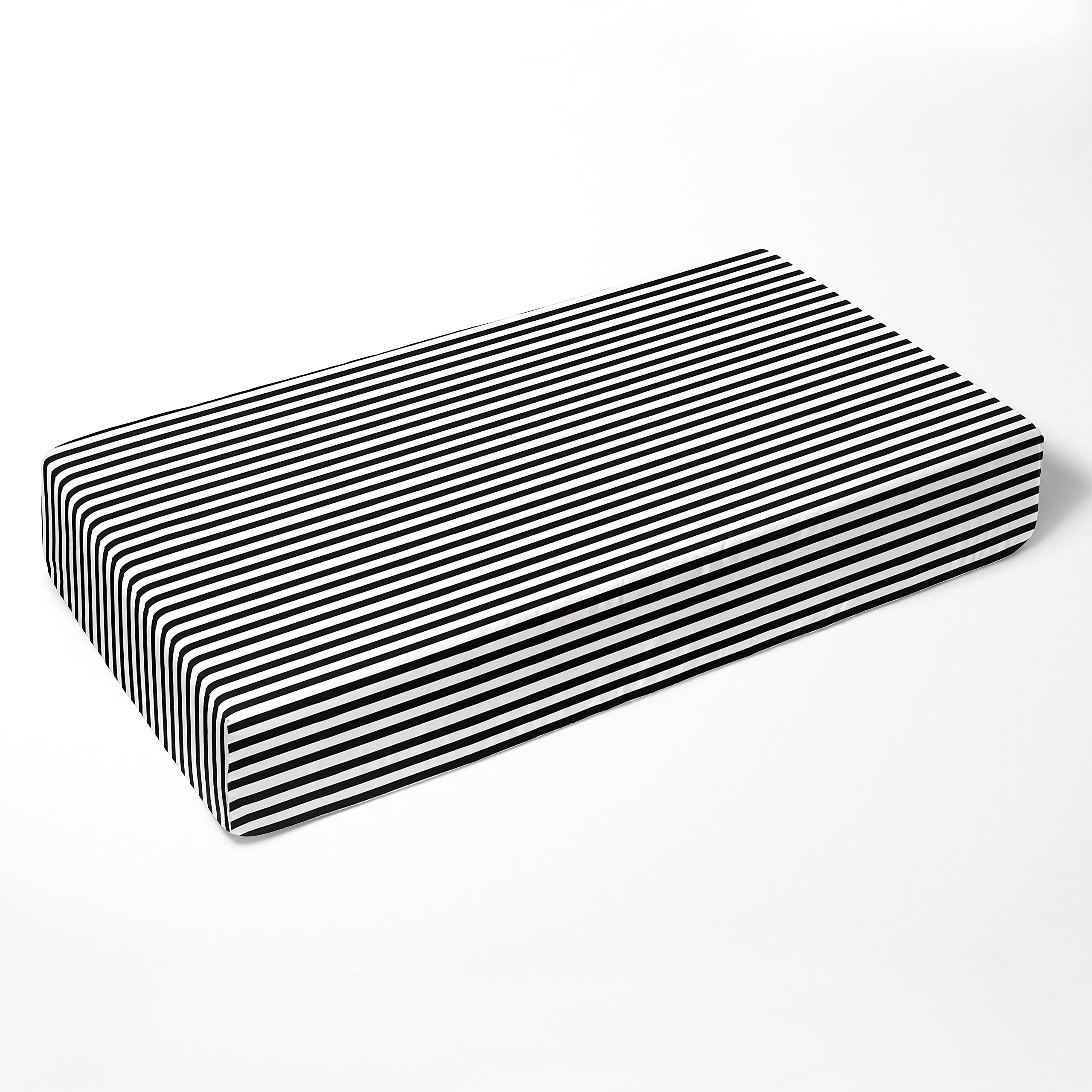Bacati - Black/White Pin Stripes Crib Fitted Sheet
