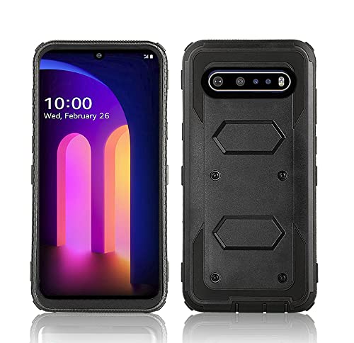 Asuwish Phone Case for LG V60 ThinQ V60ThinQ 5G G9 Thin Q Cover Hybrid Rugged Shockproof Hard Drop Proof Full Body Protective Heavy Duty Mobile Cell Accessories LGV60 V 60 60ThinQ 60V Women Men Black