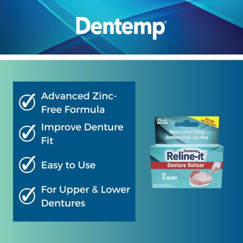 Dentemp Denture Reline Kit - Advanced Formula Reline It Denture Reliner (Pack of 1) - Denture Kit to Refit and Tighten Dentures for Both Upper & Lower Denture