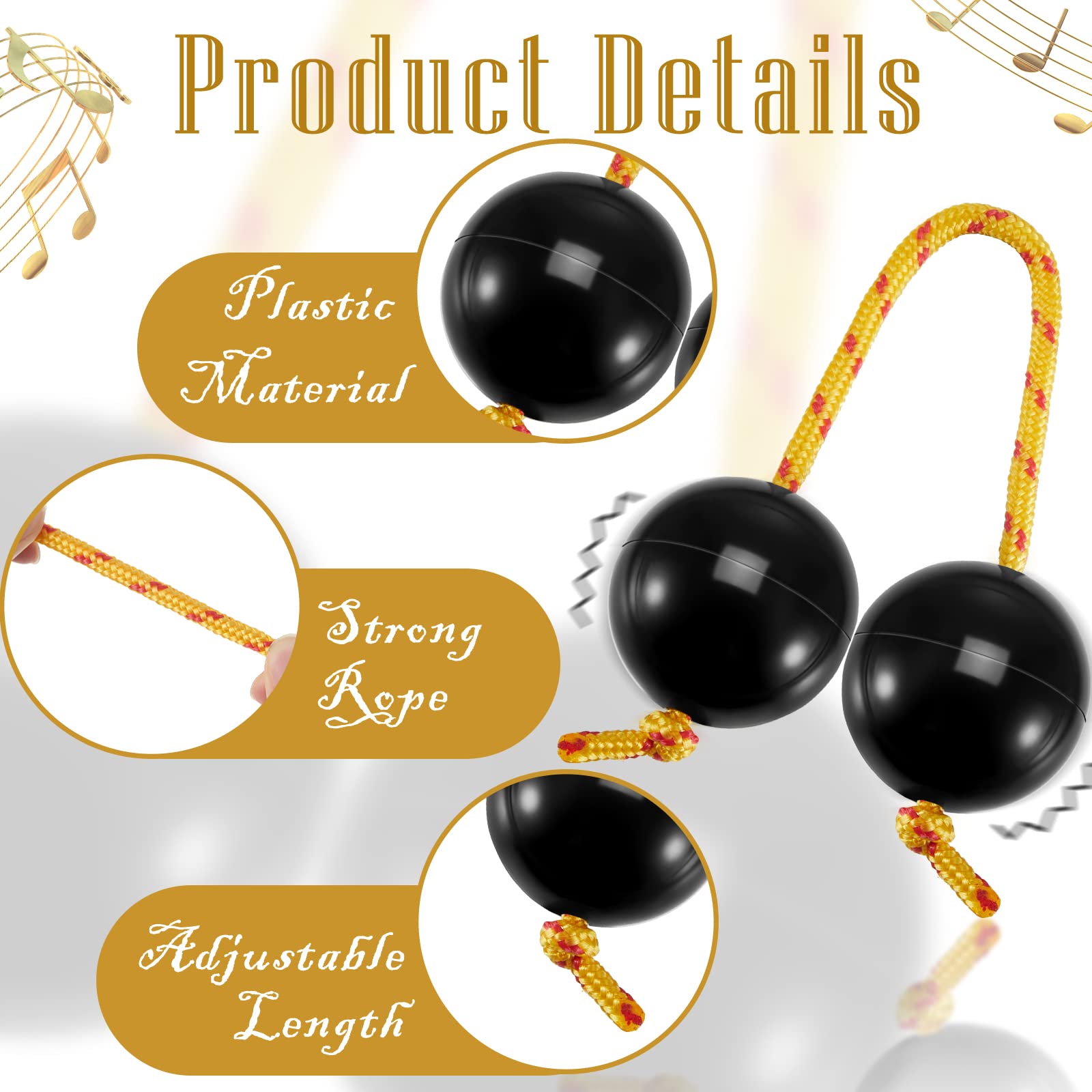 2 Pcs Aslatua Authentic Rhythm African Shaker Kashaka Musical Single Hand Percussion Instruments Kashaka Instrument for Kid Adults Beginners Lovers (Black)