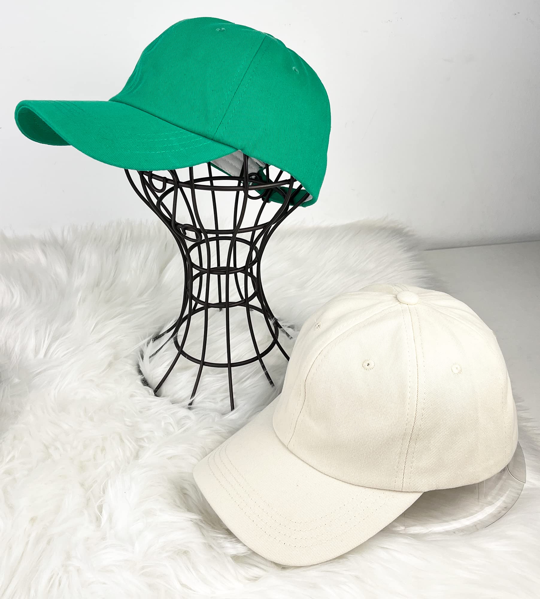 2 Pcs Baseball Cap Unisex Dad Hats Plain Blank Autumn Cotton Adjustable Classic (Green,Beige)