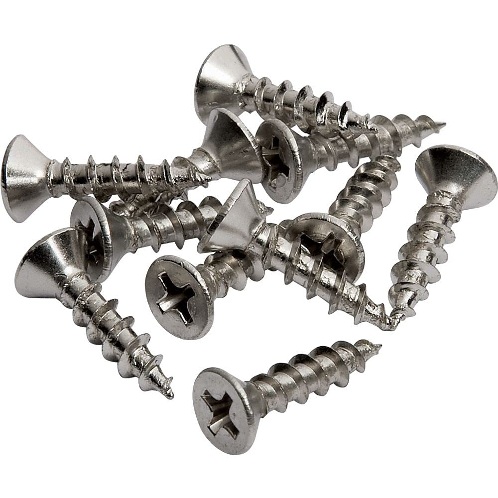 Desunia N.6 x 5/8inches Nickel Plated Flat Head Screws - N.2 Philips Drive - Ideal for Installation of Cabinet Hinge & Drawer Slides - 100 Screws