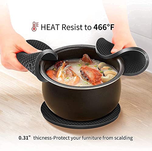 Armrouns Silicone Trivet Mats 2/4 pcs , Heat Resistant 600 ℉ 7.1 Inch Food Grade & BPA Free. Multipurpose Non-Slip Hot Pot, Hot Dishers, Jar Opener. (7.1inch, 2)