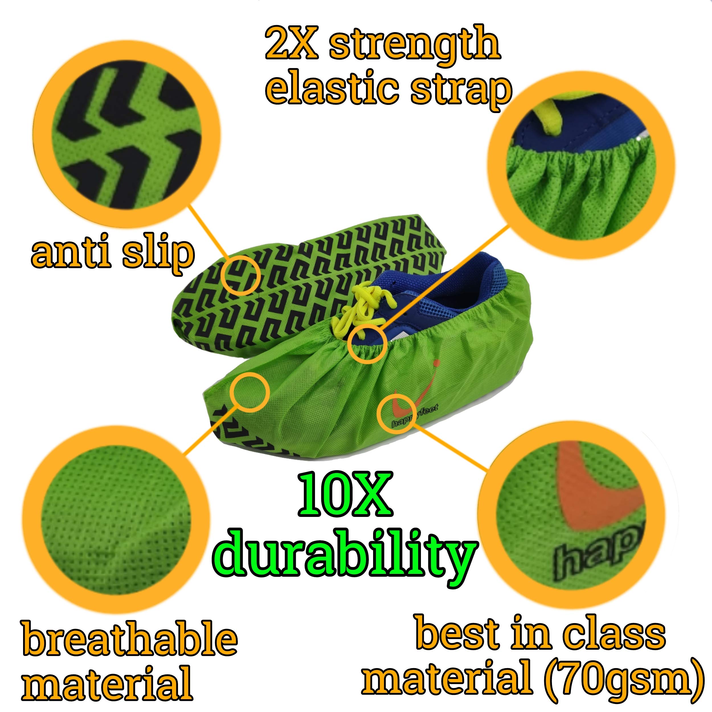 Shoe Covers Disposable Indoor Non-Slip - Premium Gift Packaging, Reusable Booty Cover, Thickest 70gsm Fabric, Extra Durable, Water Resistant, Extra Large One Size Fits All US13 Booties