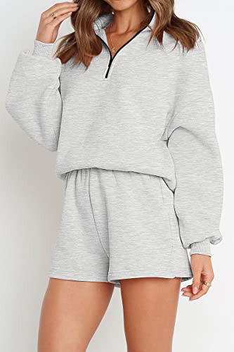 AUTOMET Women's Fashion Oversized 2 Piece Lounge Sets Fall Fashion Outfits 2023 Long Sleeve Cozy Casual Pajamas shorts Sweatsuit Sets