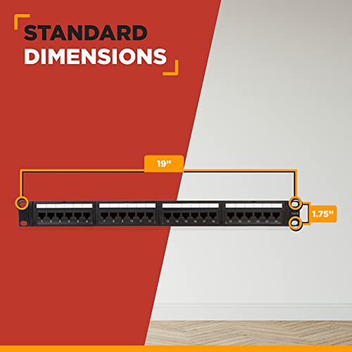 Buyer's Point 24 Port Cat6 RJ45 Patch Panel | Built for Rack or Wall Mount Cable Management w/Punch Down Tool, Server Compatible with Cat 3/4/5/5e/6 — 1 Pack