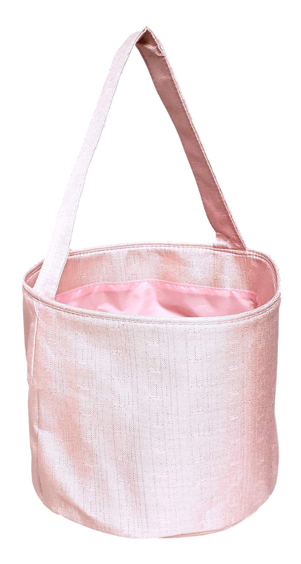 Girls Shimmer Fabric Easter Egg Basket Bucket Tote Bag Gift for Kids Pink Purple - Can be Personalized (Pink - Personalized Name)