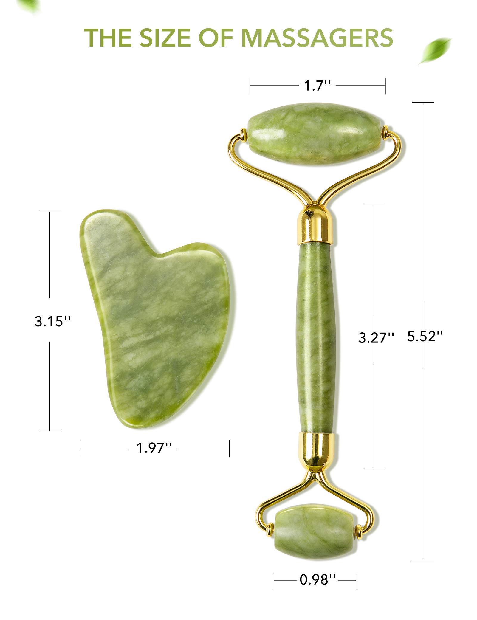 HANABEE Authentic Jade Roller for Face Gua Sha Facial Tools Face Roller Skin Care Facial Roller for Puffiness -Jade