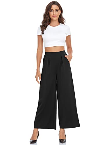 Arolina Women High Waist Wide Leg Long Pants Loose Fit Casual Palazzo Lounge Pants with Pockets