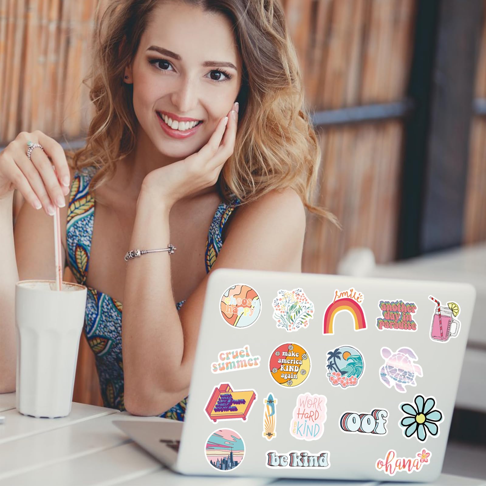 Aesthetic Stickers 200PCS VSCO Stickers Aesthetic, Vinyl Cute Stickers Asthetic Stickers for Journaling,Water Bottle Sticker Pack for Teens Girls Kids