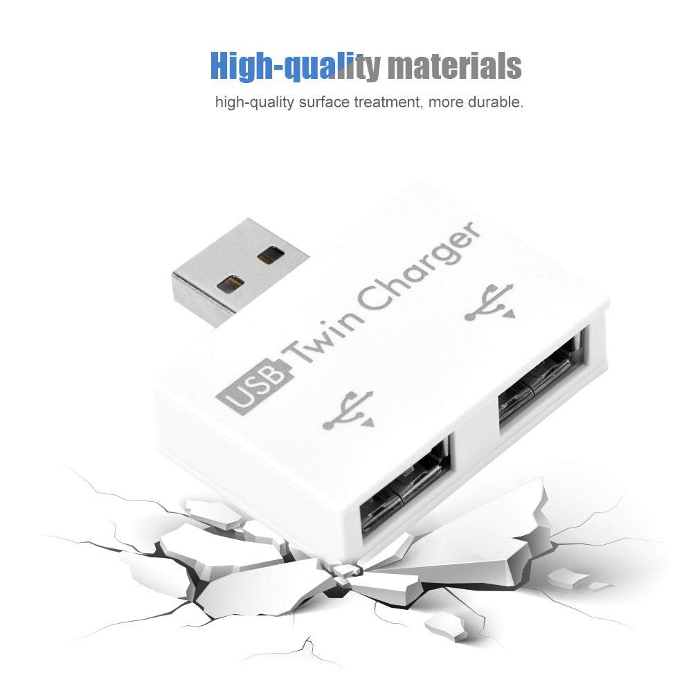 Bewinner USB2.0 Hub, Aluminum Alloy + PC Small/Portable/Rugged//Transparent Connection Adapter Converter Separator with Two USB Ports-Connected
