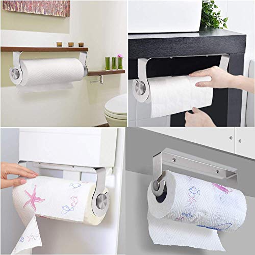 Carry360 Adhesive Paper Towel Holder Under Cabinet Stick on Paper Towel Rack for Kitchen,Bathroom,Toilet, Drill Free, 304 SUS Stainless SteelĀ