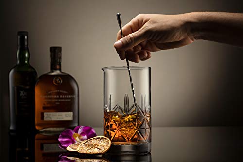 Mixology & Craft Crystal Cocktail Mixing Glass - 24oz Martini Stirring Glass with Thick Weighted Bottom, Professional Bartender's Beaker & Mixing Pitcher - Essential Bar Tools