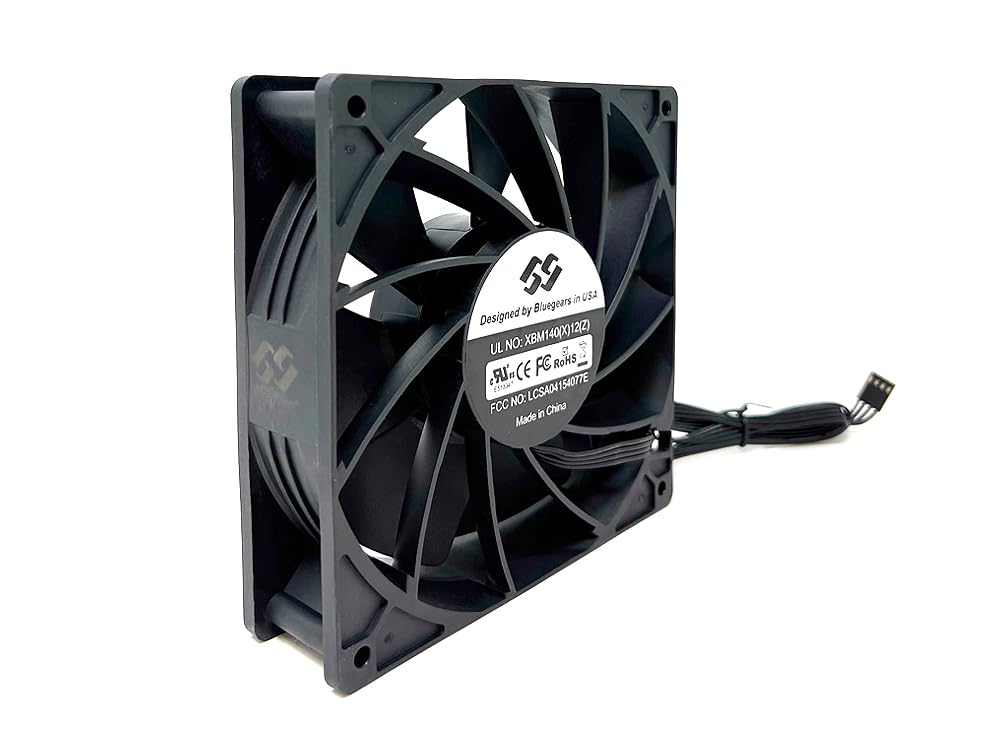 Bgears b-Blaster 140x38 (PWM Version) Extreme Cooling Gaming PC & Mining Machine Fan, Hi-Speed 5200RPM w/Airflow of 308 CFM, 2 Ball Bearing Designed for Extended Life & high Performance, 4 Wire Black