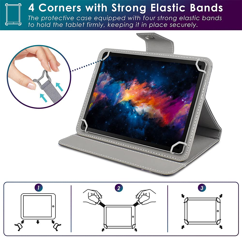 DETUOSI Universal 10.1 inch Tablet Case, 10 inch Tablet Cover, Magnetic Closure Travel Portable Protective Folio Leather Stand Shell Case for All Kinds of 9.6-10.6 inch Android/iOS/Windows Tablet #7