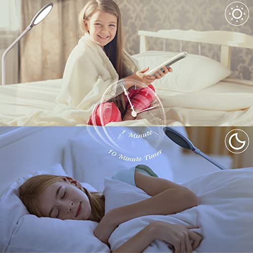 Syrinx 3 in 1 LED Floor Lamp, Desk Lamp, Clamp-on Lamp With Remote Control, 5 Brightness Levels & 5 Colors Temperatures, Dimmable, Adjustable Gooseneck Pole Lamp for Living Room Office Bedroom - White