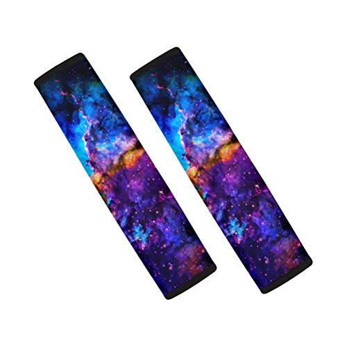 GIFTPUZZ Blue Galaxy Nebula Design Car Accessories Seat Belt Covers 2 Pack Universal Fit Travel Comfort Shoulder Protector Cushion Cover Backpack Shoulder Strap Pads Universal Fit for Men,Womne,Kids